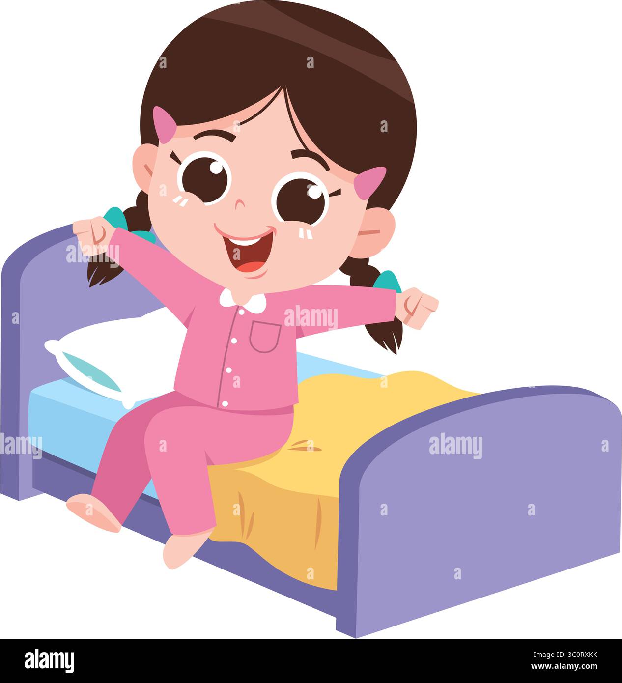 Cartoon girl waking up hi-res stock photography and images - Alamy