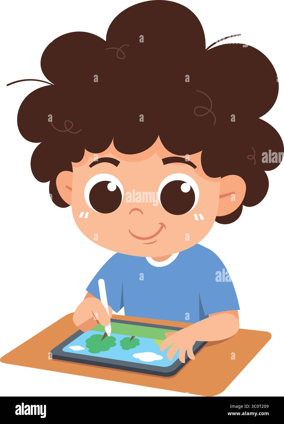 Boy on tablet Stock Vector Images - Alamy