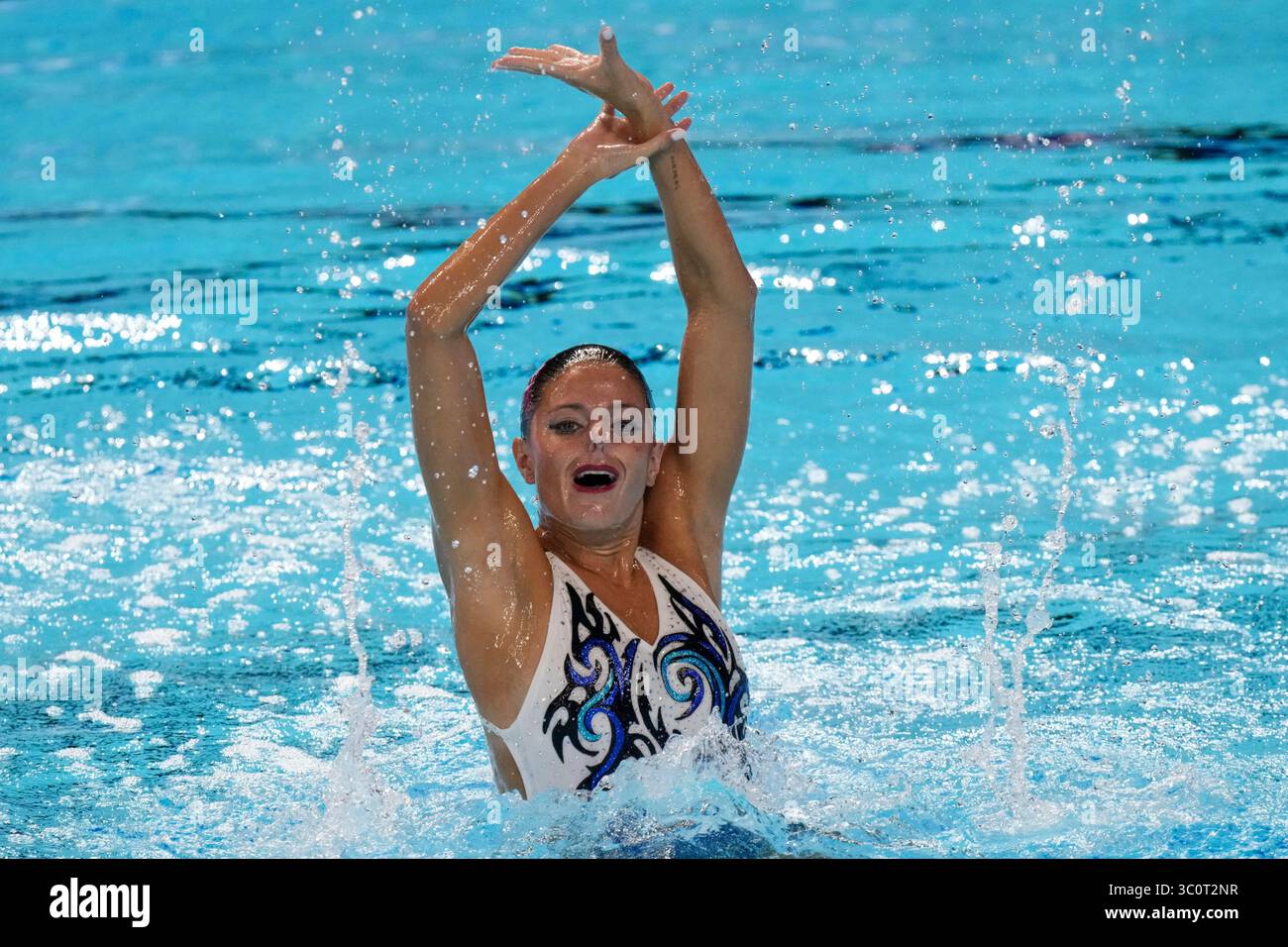 Kyra Hoevertsz, of Aruba, competes in the women's solo free final of ...