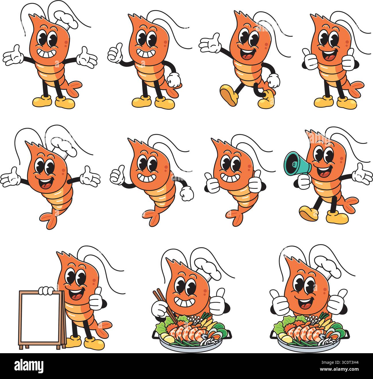 Vector illustration cartoon chef shrimp hi-res stock photography and ...