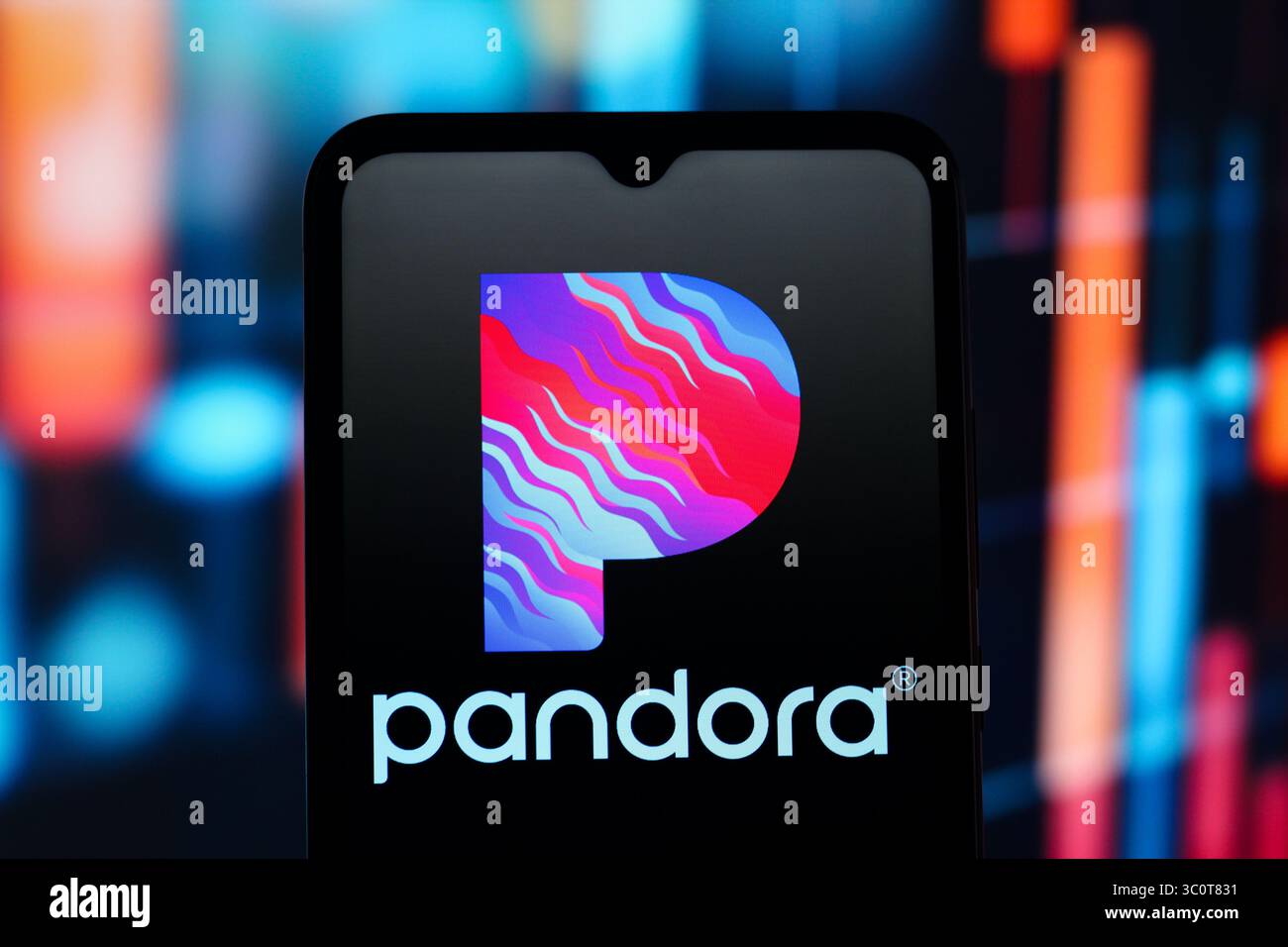 In this photo illustration, the Pandora Radio logo is seen displayed on ...