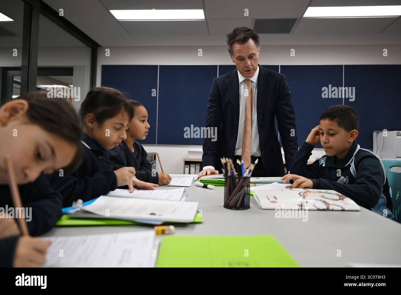 NSW Premier Chris Minns chats with students as he tours upgraded ...