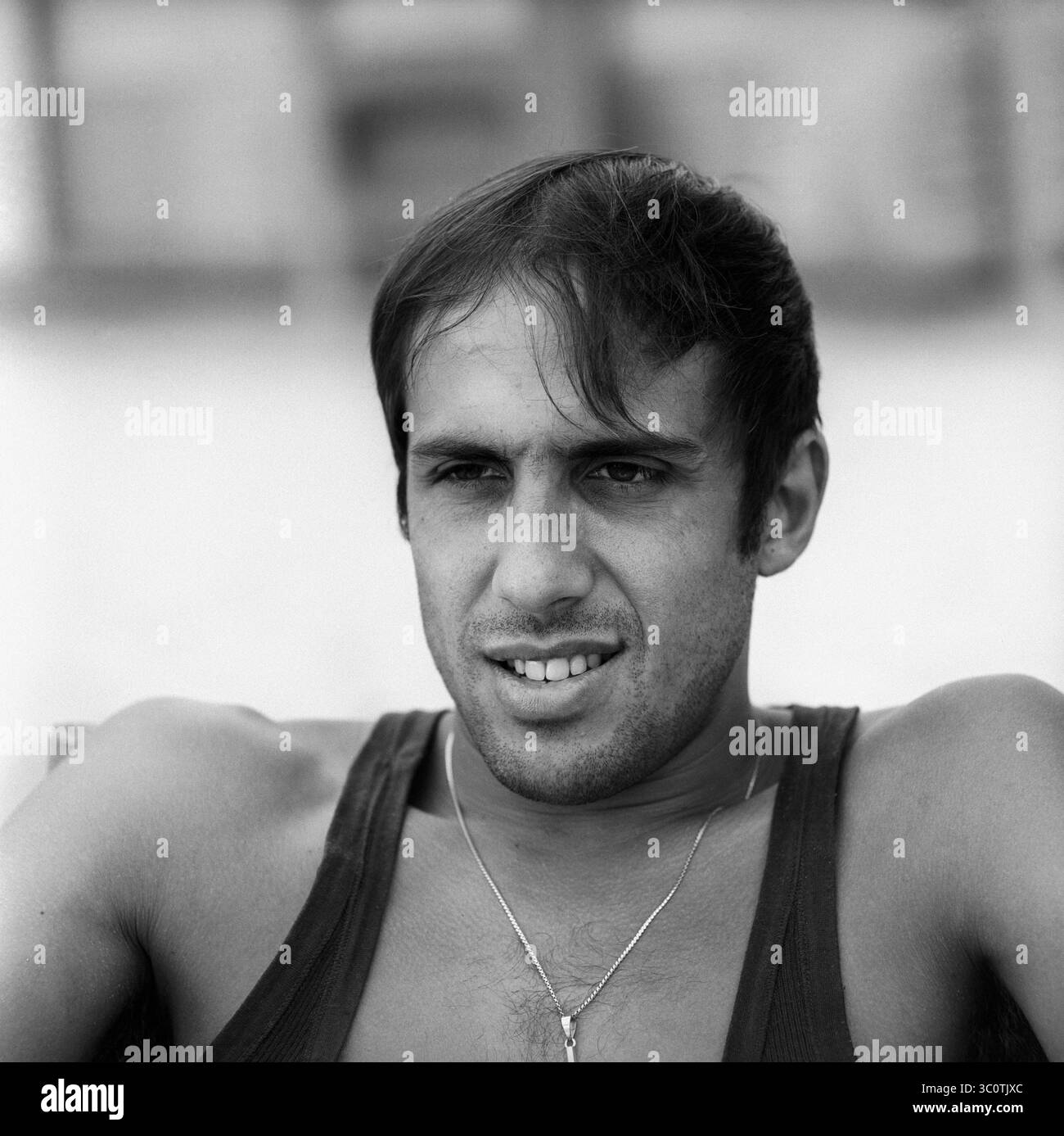 Italian singer and actor Adriano Celentano smiling during a holiday in ...