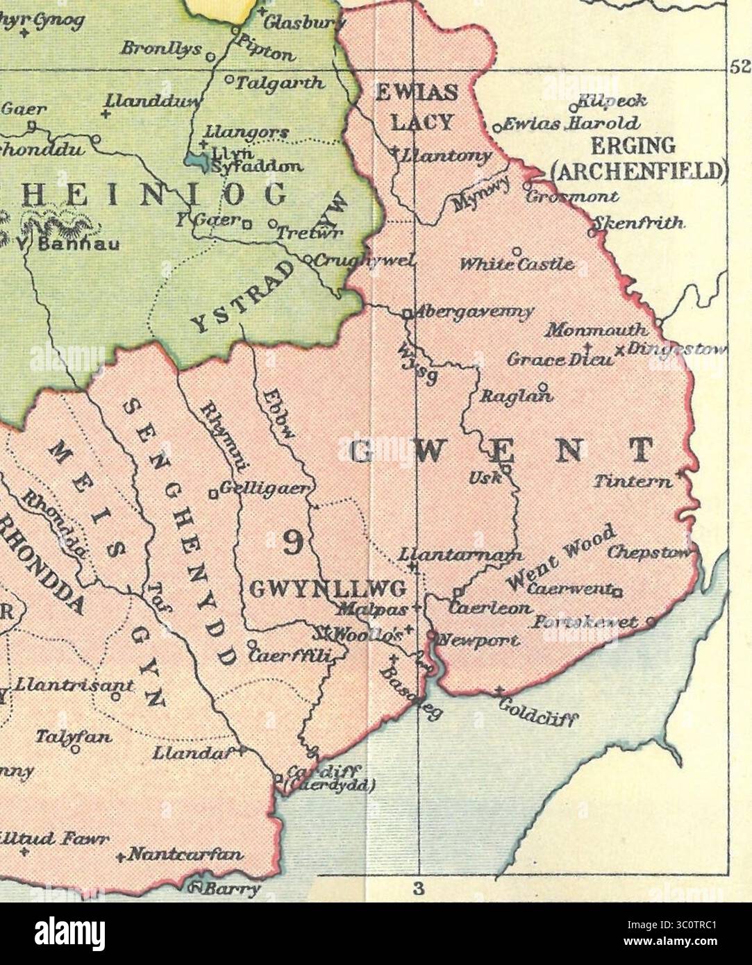 Medieval south-east Wales map Lloyd Stock Photo - Alamy