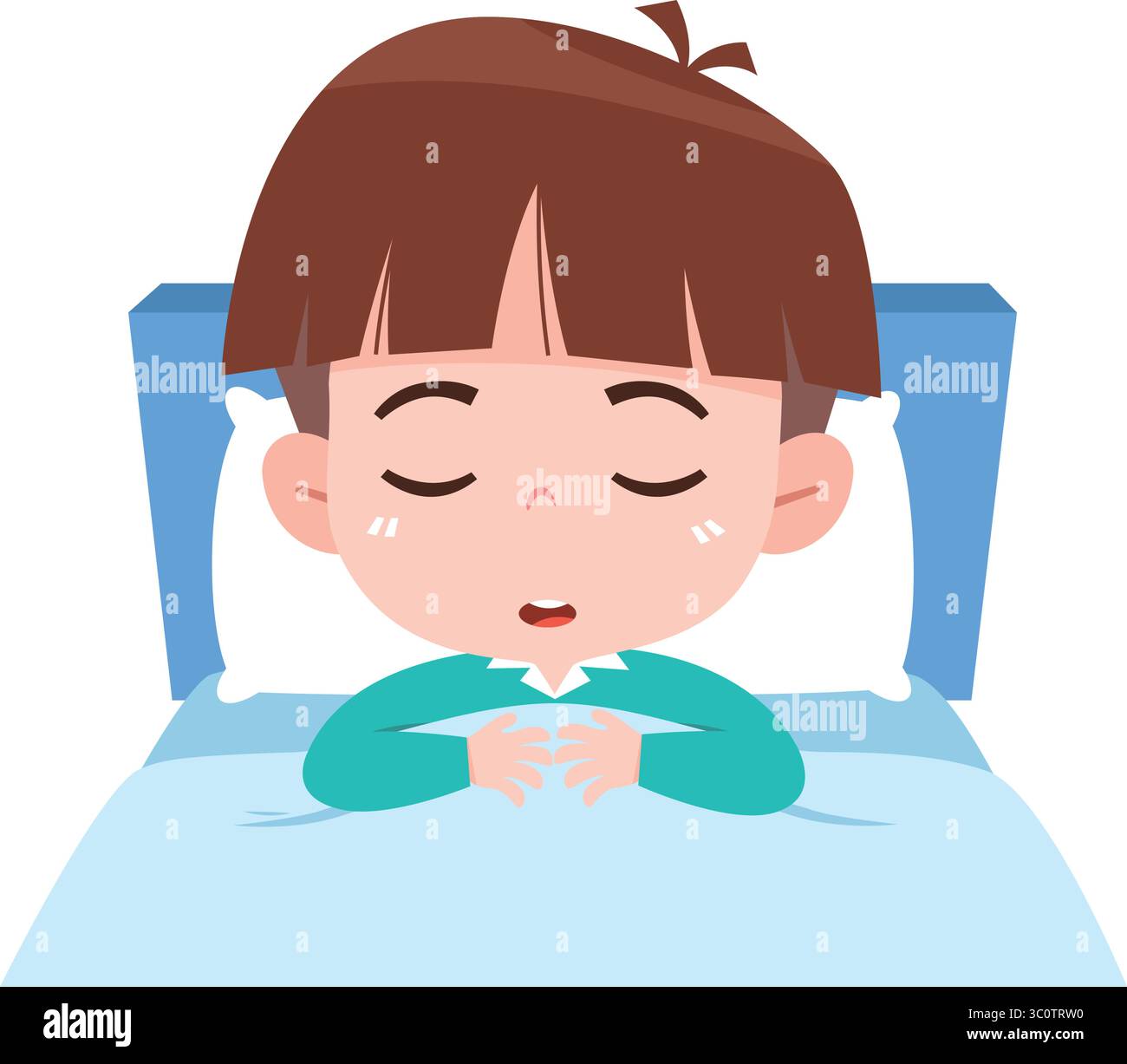 Child sleeping in bed night Stock Vector Images - Alamy
