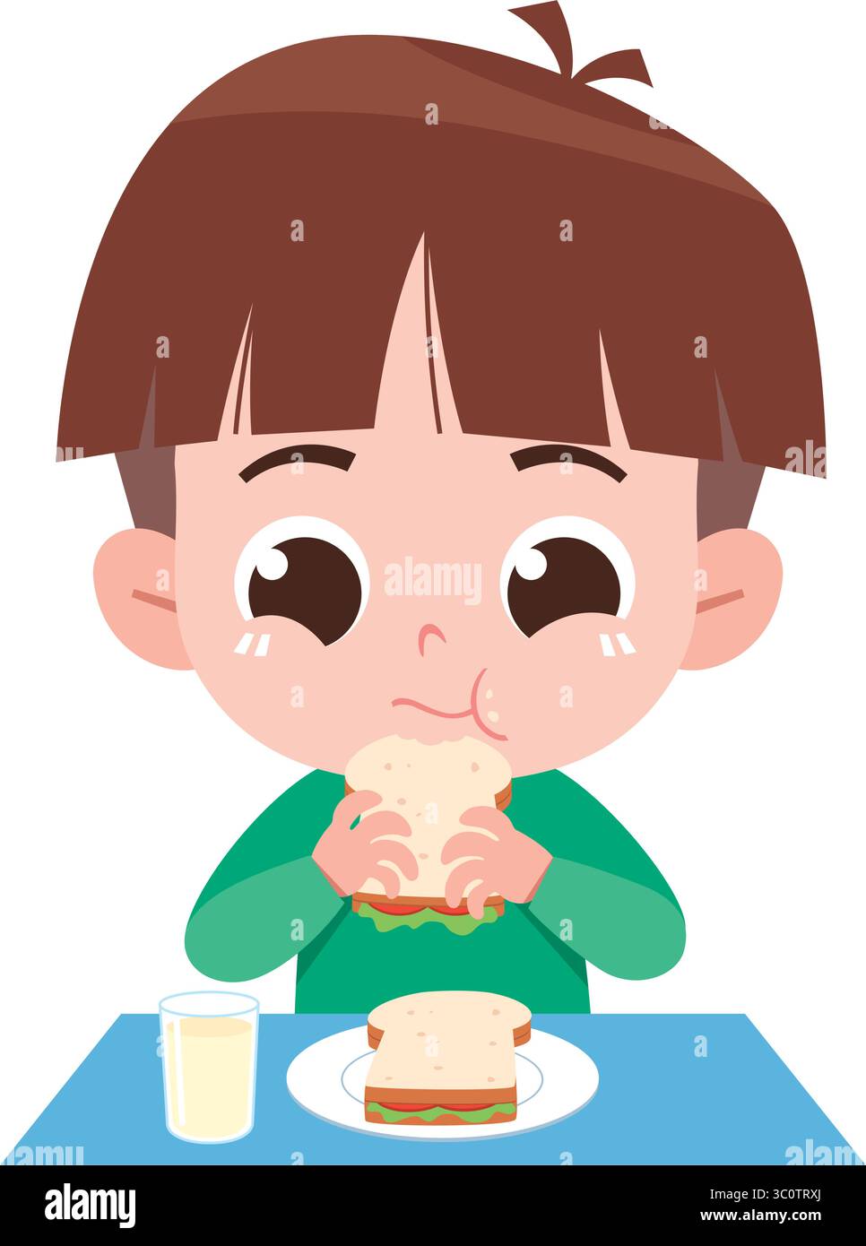 Cute kid boy eating Stock Vector Images - Alamy