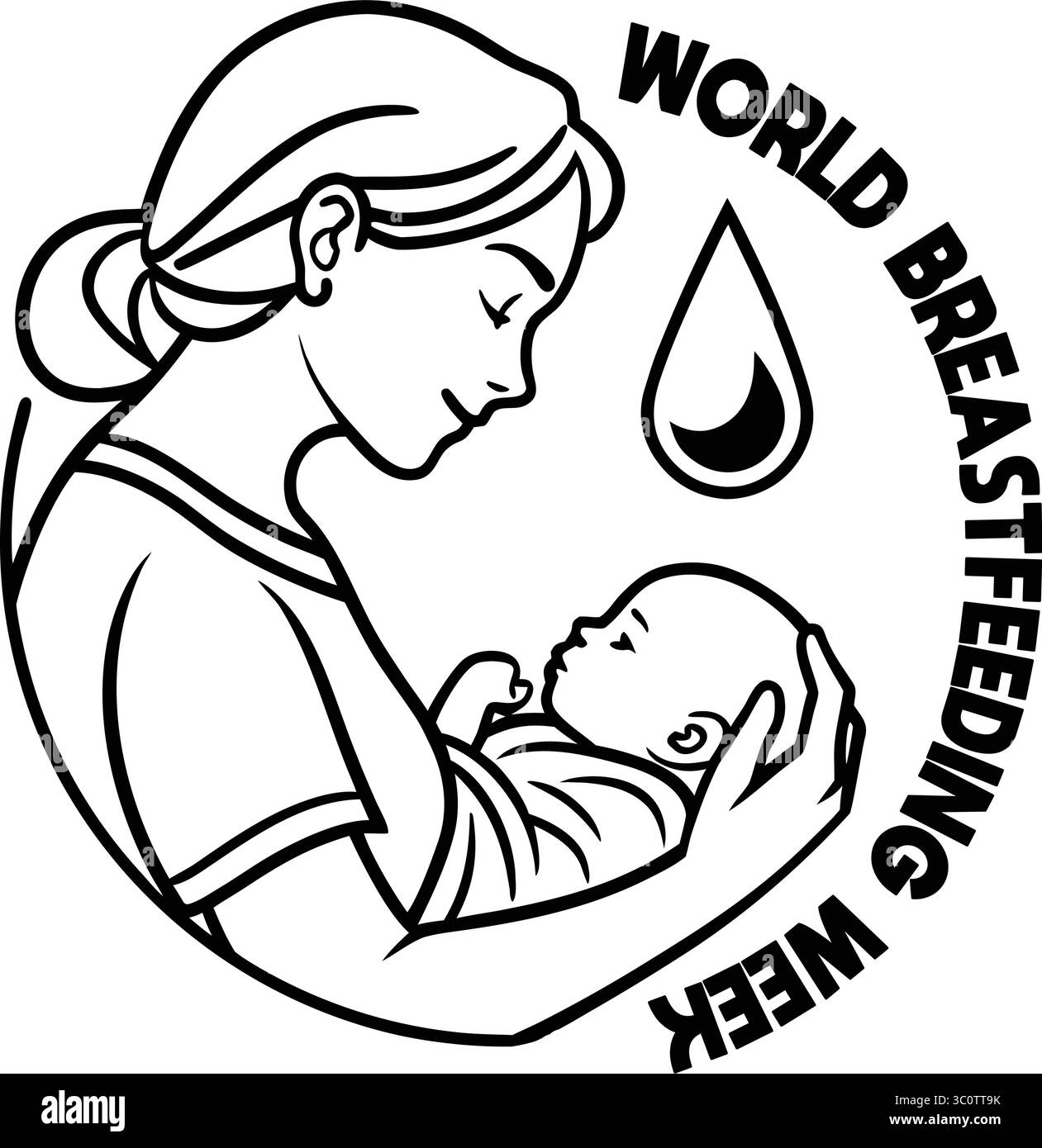Minimal Black Line Art Icon of Breastfeeding Mother for Global ...