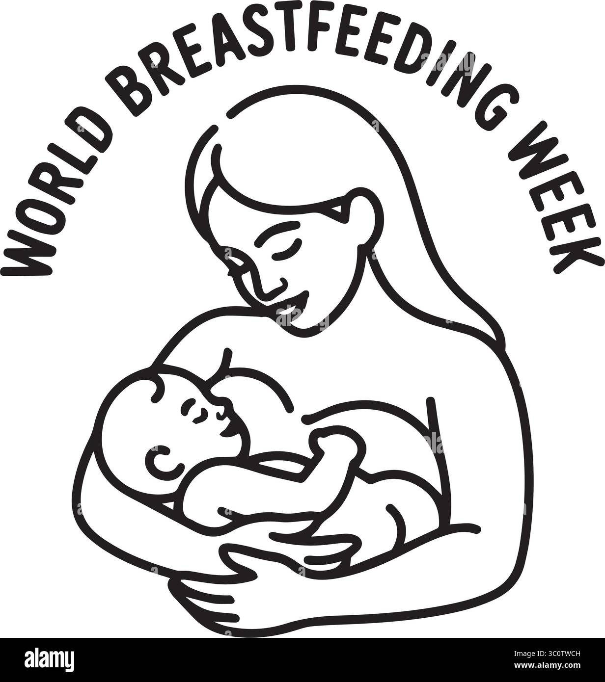 Round Badge Emblem of Breastfeeding Mother with Text for World ...