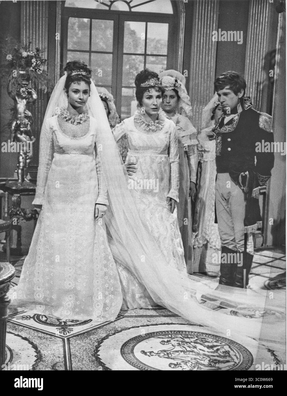 Italian actress Valentina Cortese watching the wedding dress worn by ...