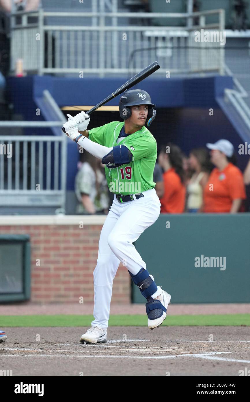 Quincy Scott II (19) of the Hub City Spartanburgers at bat in a South ...