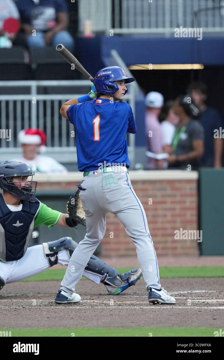 Boston Baro (1) of the Brooklyn Cyclones at bat in a South Atlantic ...