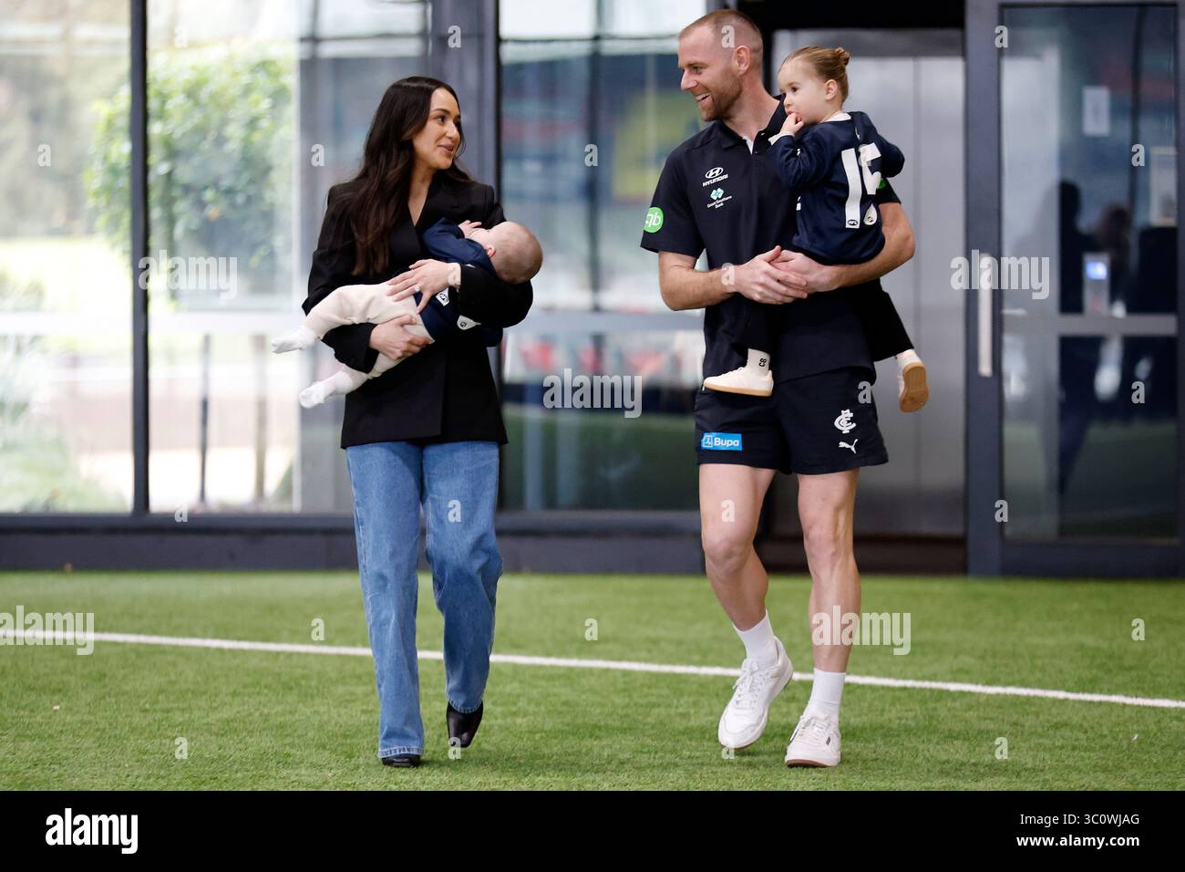 Sam Docherty and his daughter Ruby along with partner Nat and baby ...