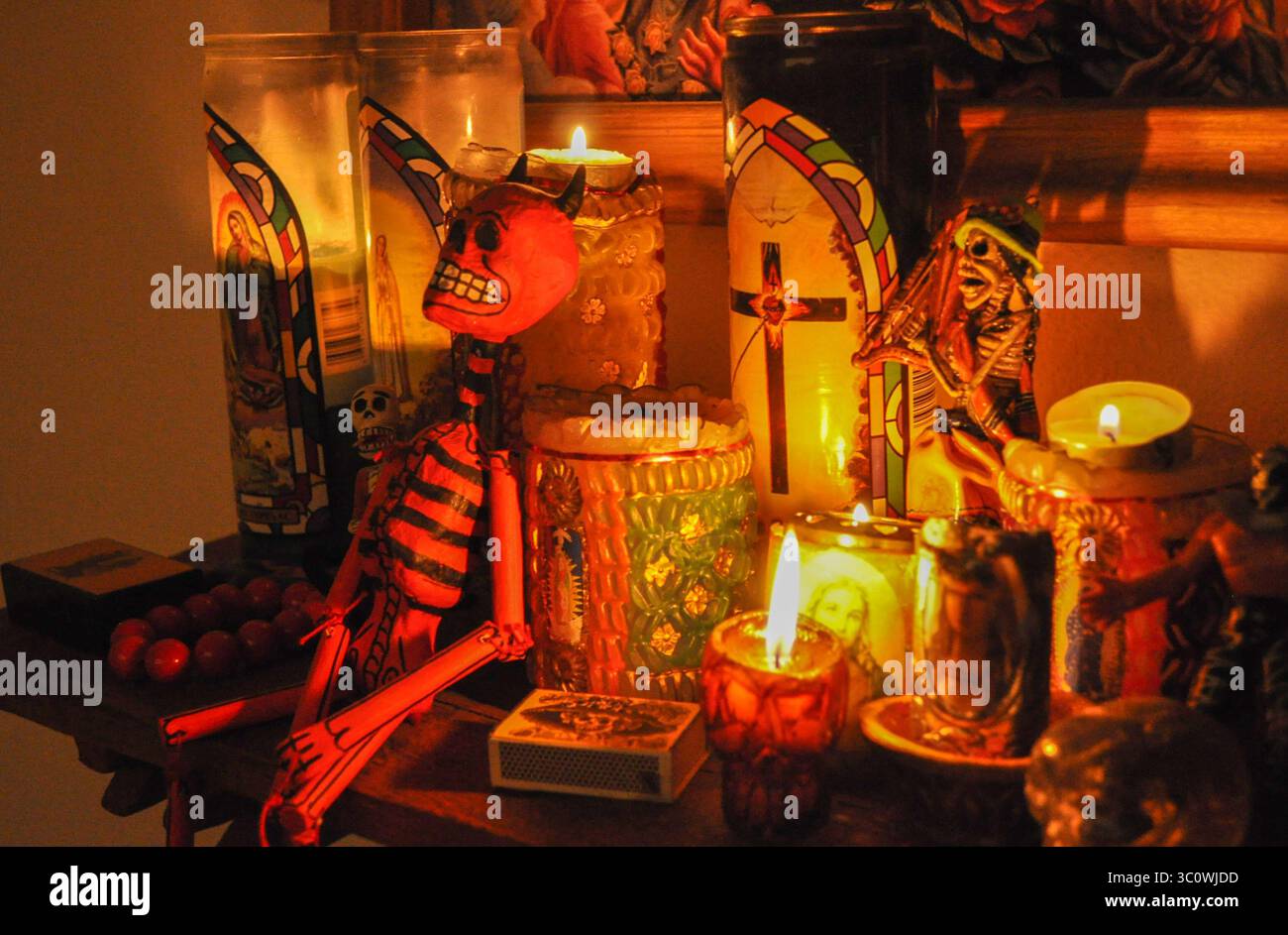 Mexican Religious Folk Art Altar Display with Figurines Stock Photo - Alamy