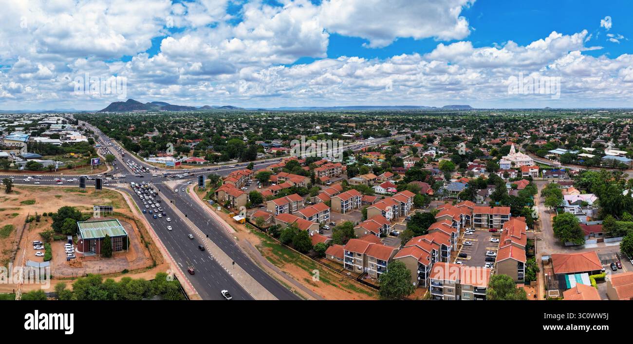aerial view Gaborone Botswana CBD, capital city, overview of ...