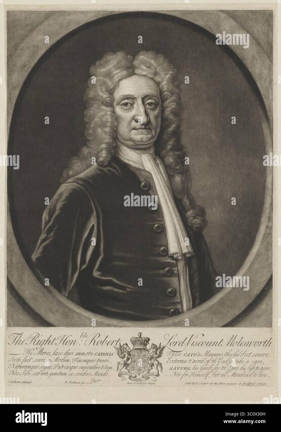 Mezzotint of Robert Molesworth, 1st Viscount Molesworth Stock Photo - Alamy