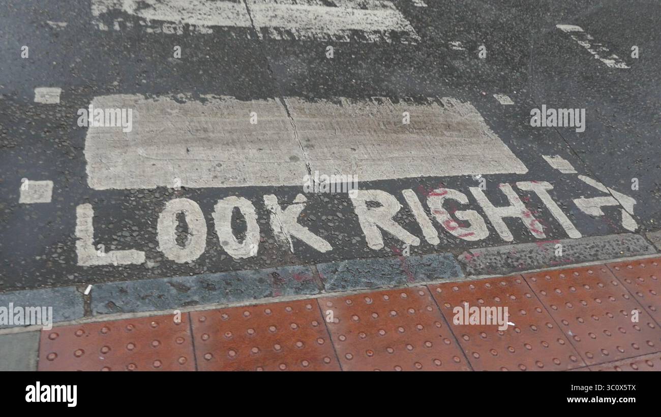 London, England, United Kingdom 29th May 2025 Look Right Crosswalk ...