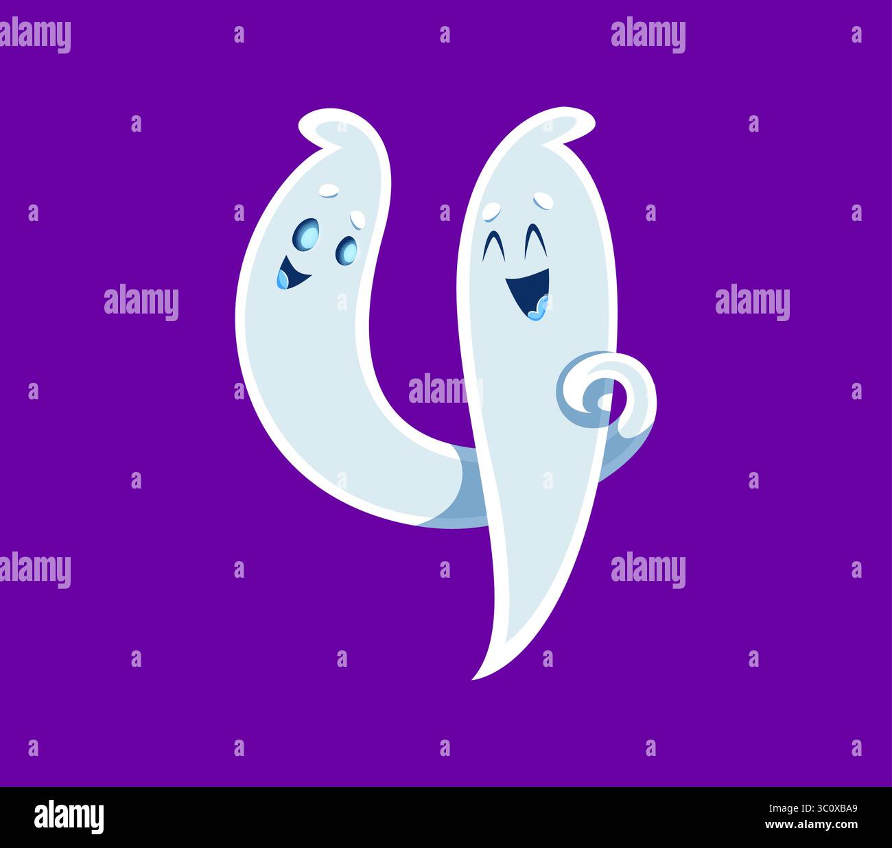 Halloween font 4 digit ghost cartoon cheerful character. Monster funny ...