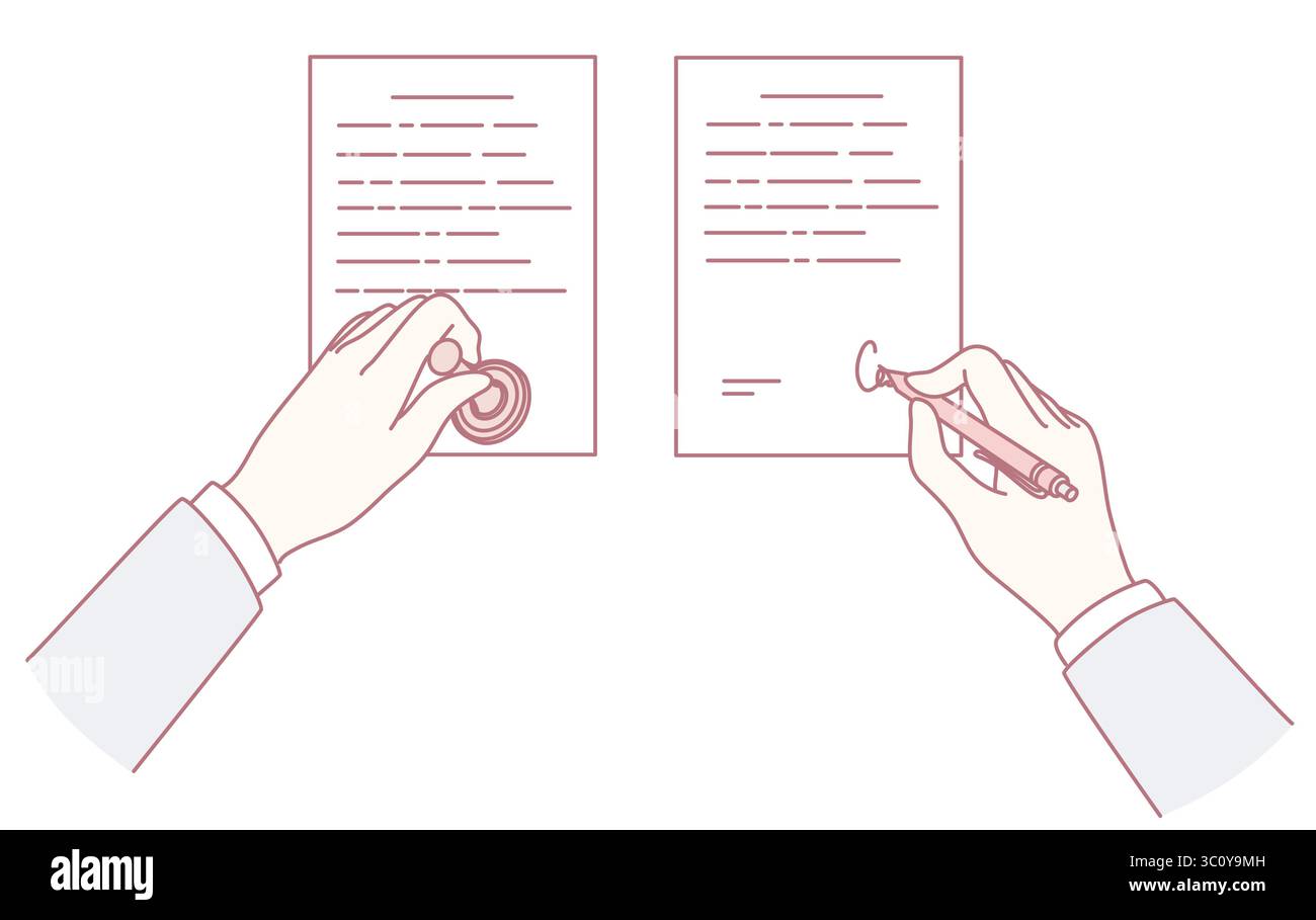 Signing approval record documents Stock Vector Images - Alamy