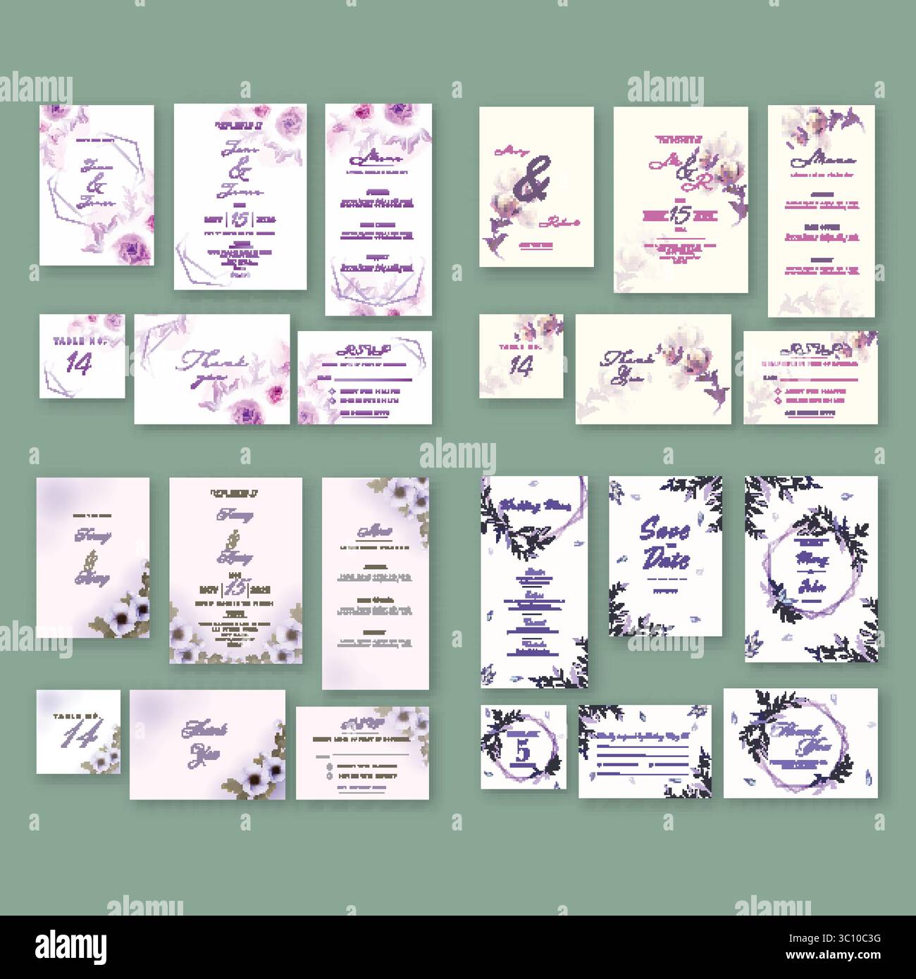 Wedding set menu card Stock Vector Images - Alamy