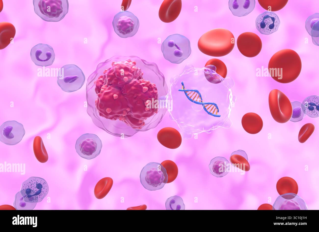 Gene therapy in Acute Lymphocytic Leukemia (ALL) - closeup view 3d ...
