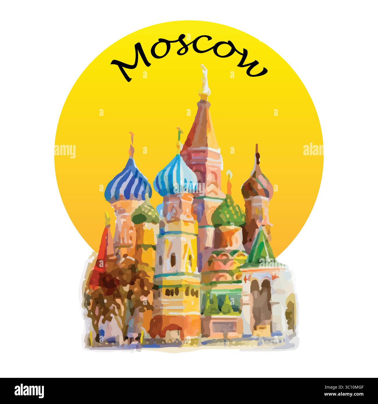 Modern art, symbol, Watercolor painting illustration. World famous ...