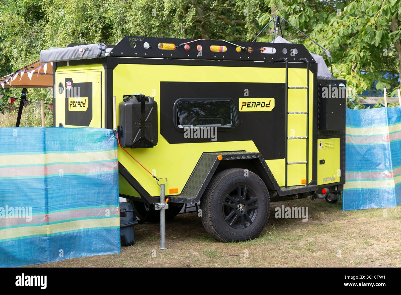 Penpod camping trailer at campsite, Shottisham, Suffolk, England, UK ...