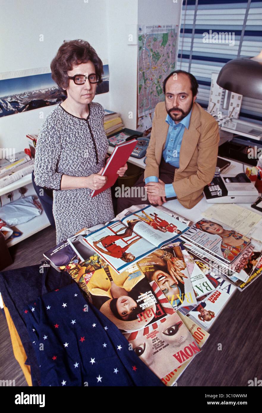 Italian fashion designer and entrepreneur Elio Fiorucci posing in his ...