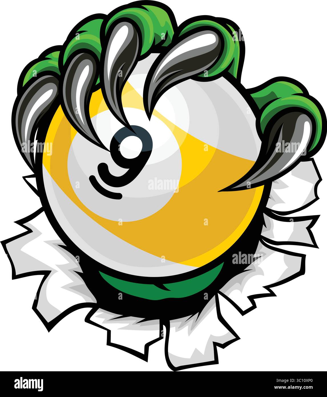 Claw Hand and 9 Ball Nine Ball Pool Cartoon Mascot Stock Vector Image ...