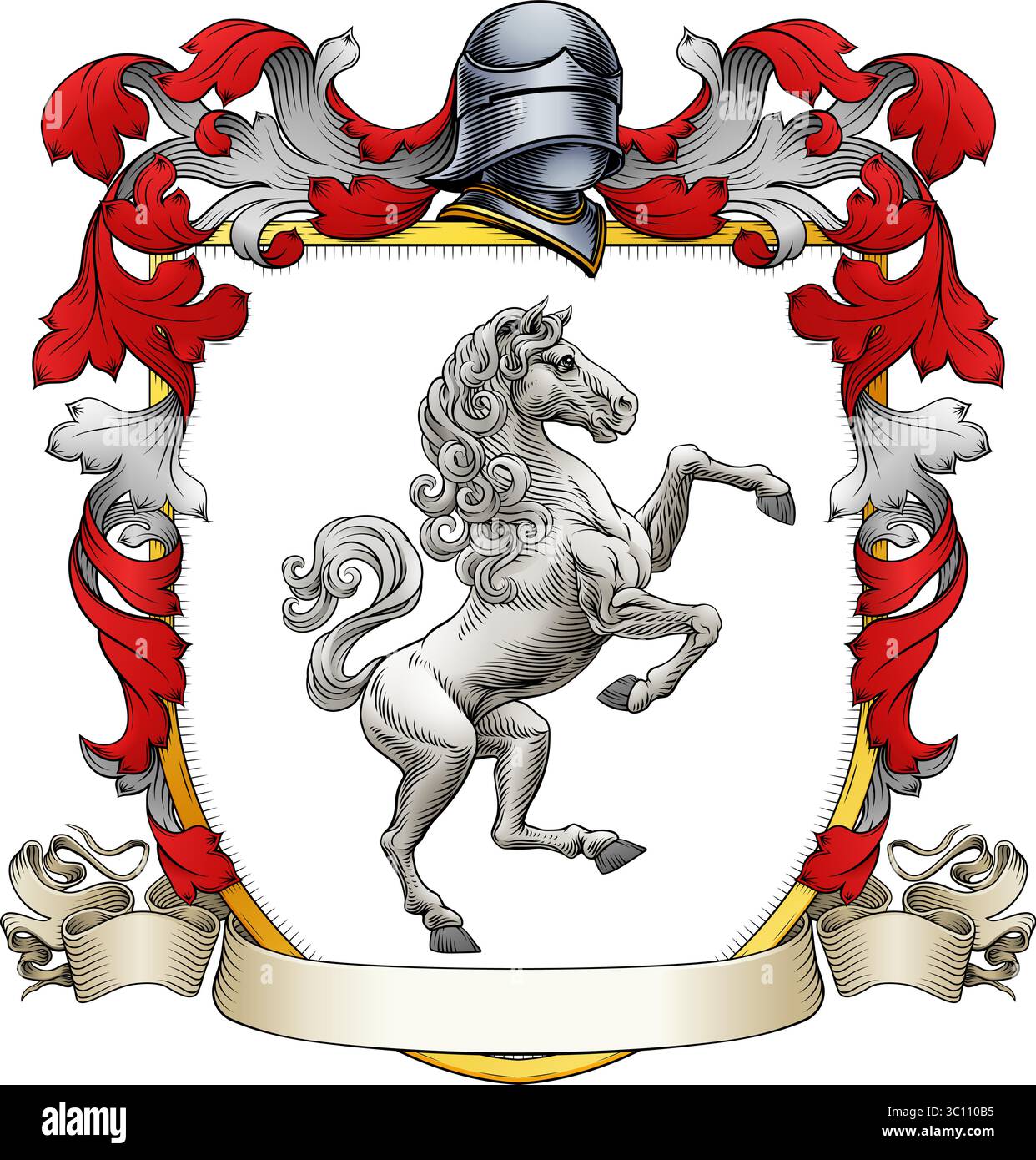 Coat of Arms Crest Horse Heraldry Medieval Shield Stock Vector Image ...