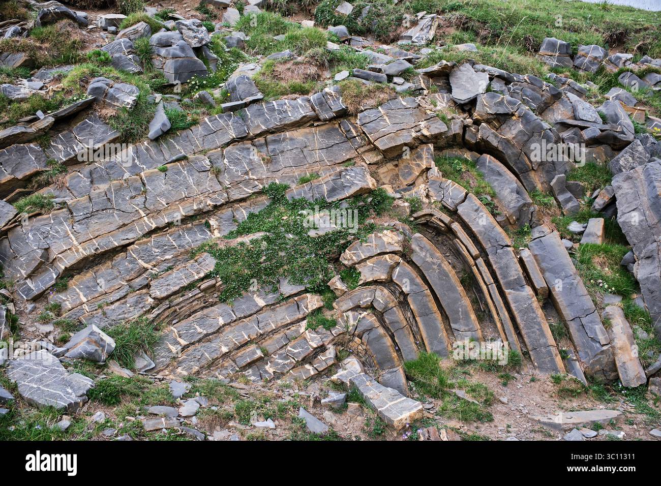 Stratified Rock Layers Showing Earth's Geological History Stock Photo ...
