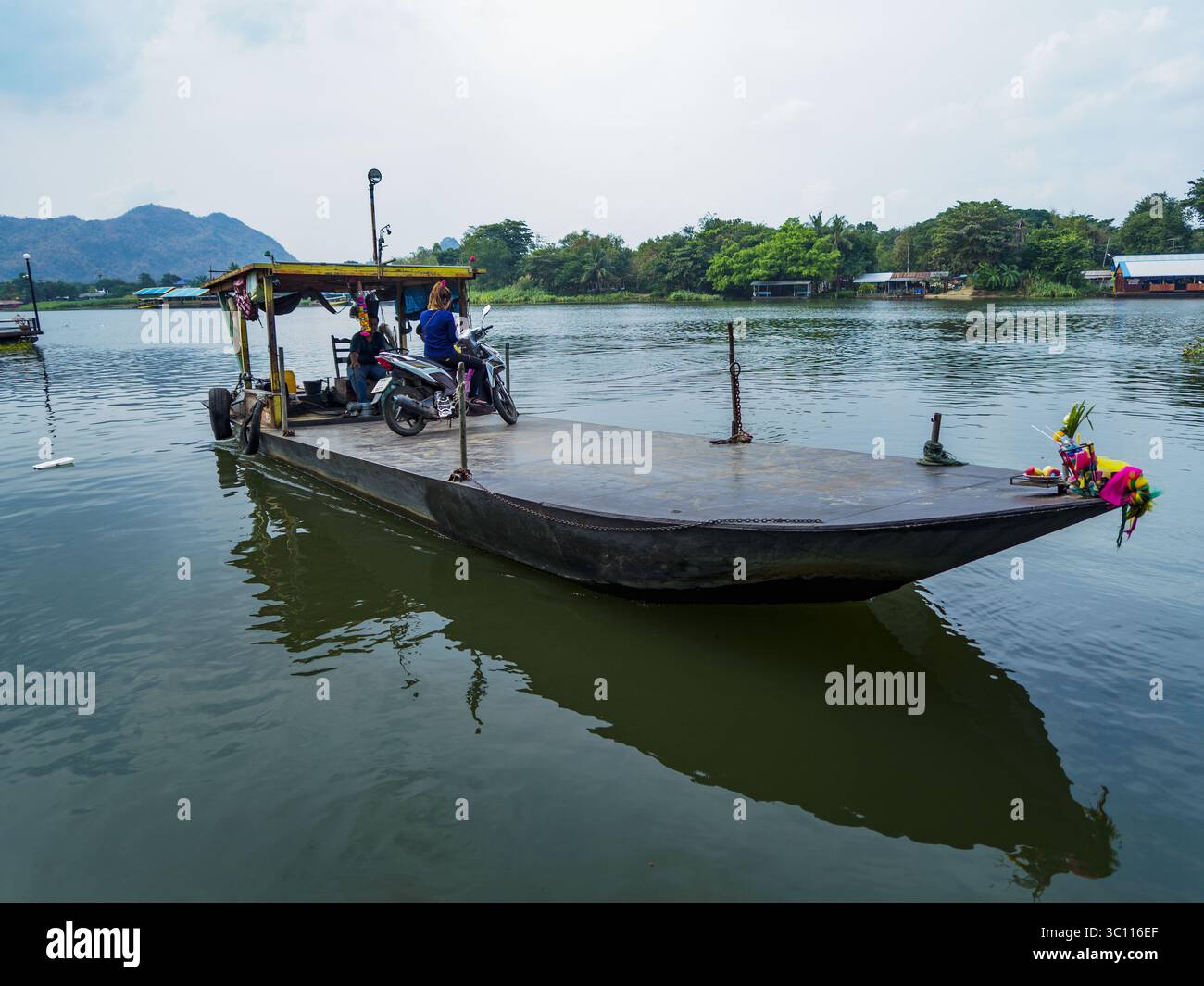January 9, 2019 - Kanchanaburi, Kanchanaburi, Thailand - A small ferry ...
