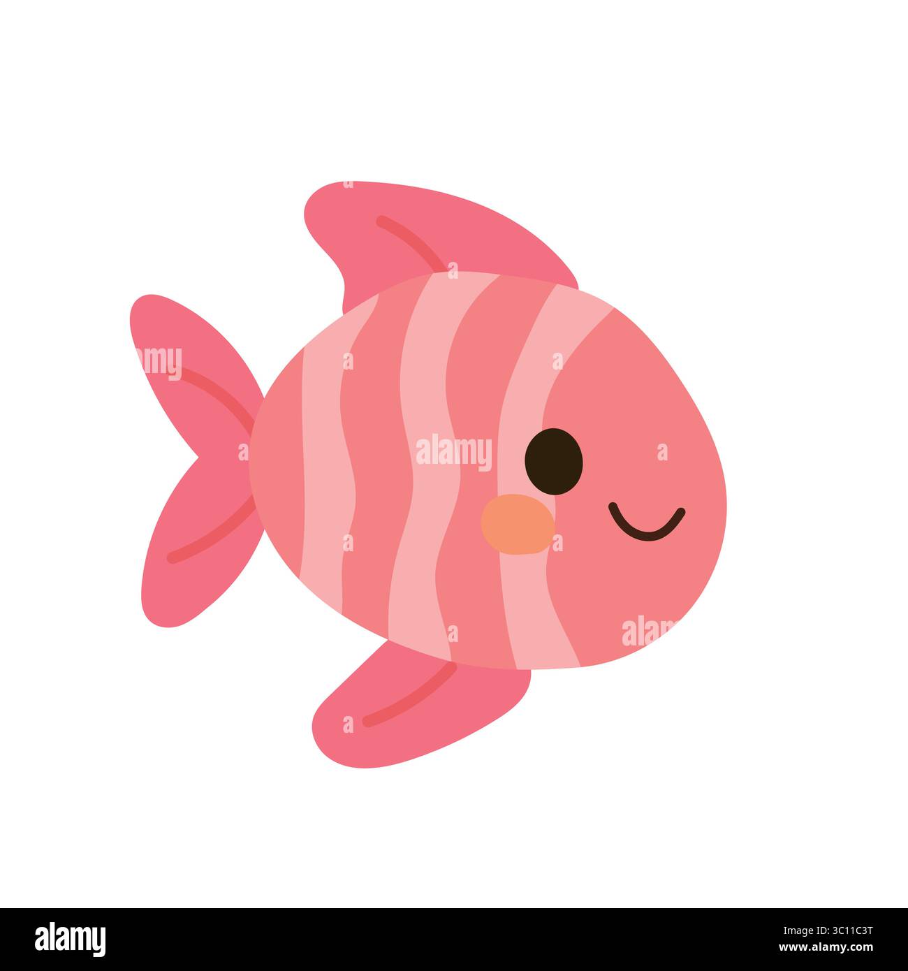 Smiling pink fish with soft stripes and round cheeks, designed for ...