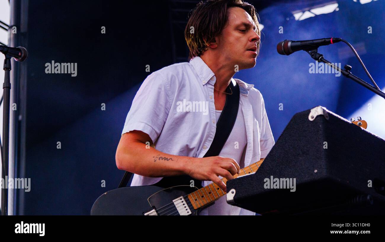 July Talk's Peter Dreimanis performs during the K-Days Music Fest at ...