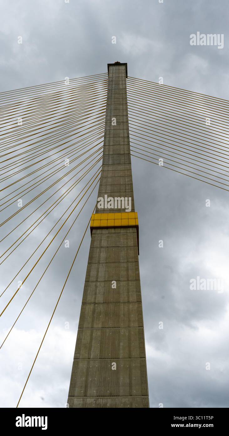 Modern cable bridge pylon hi-res stock photography and images - Alamy