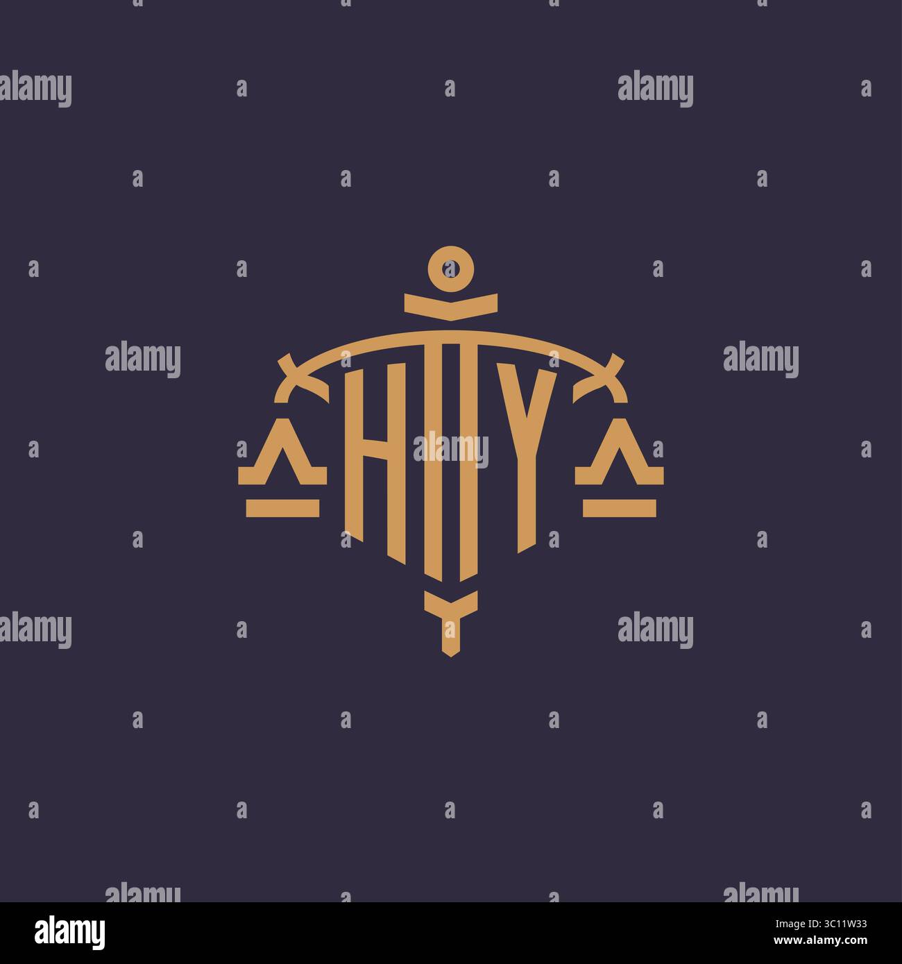 Monogram HY logo for legal firm with geometric scale and sword style ...