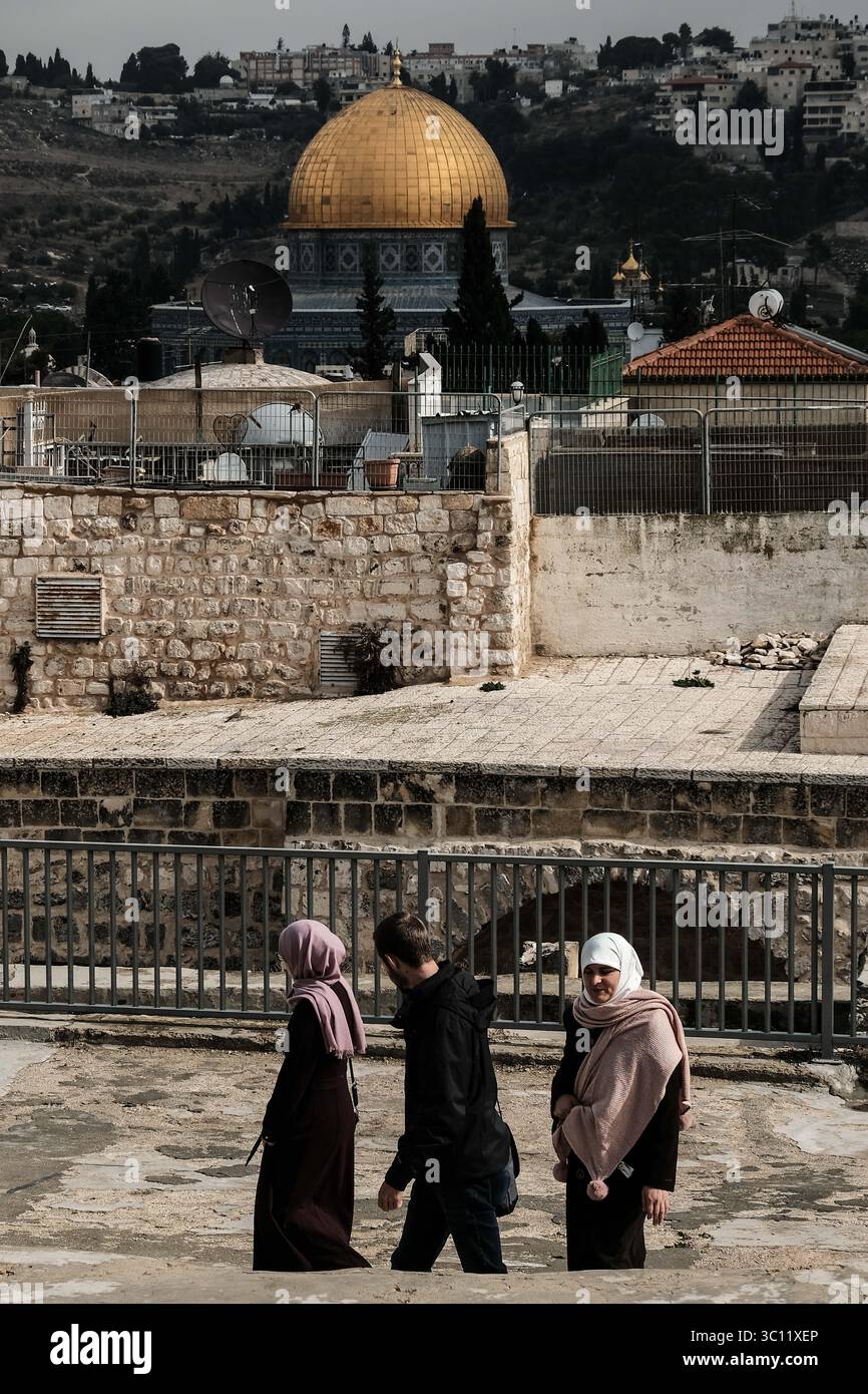 November 24, 2018 - Jerusalem, Israel - Muslim visitors stroll on ...