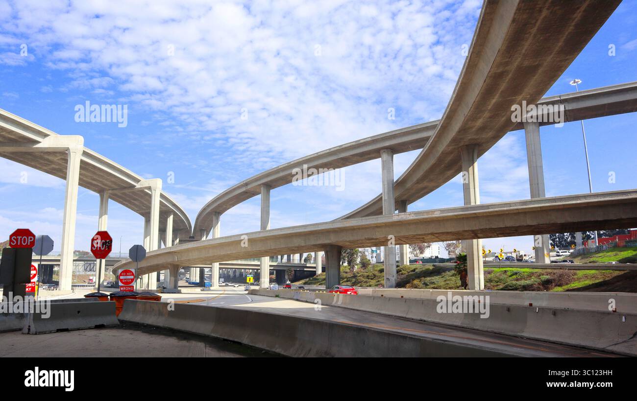 Los Angeles, California: detail view of Harbor Freeway Interstate I-110 ...