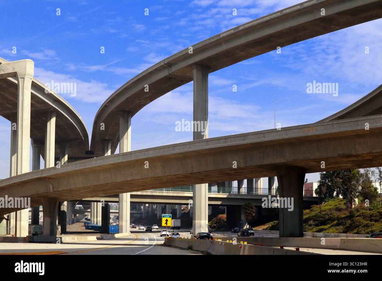 Los Angeles, California: detail view of Harbor Freeway Interstate I-110 ...