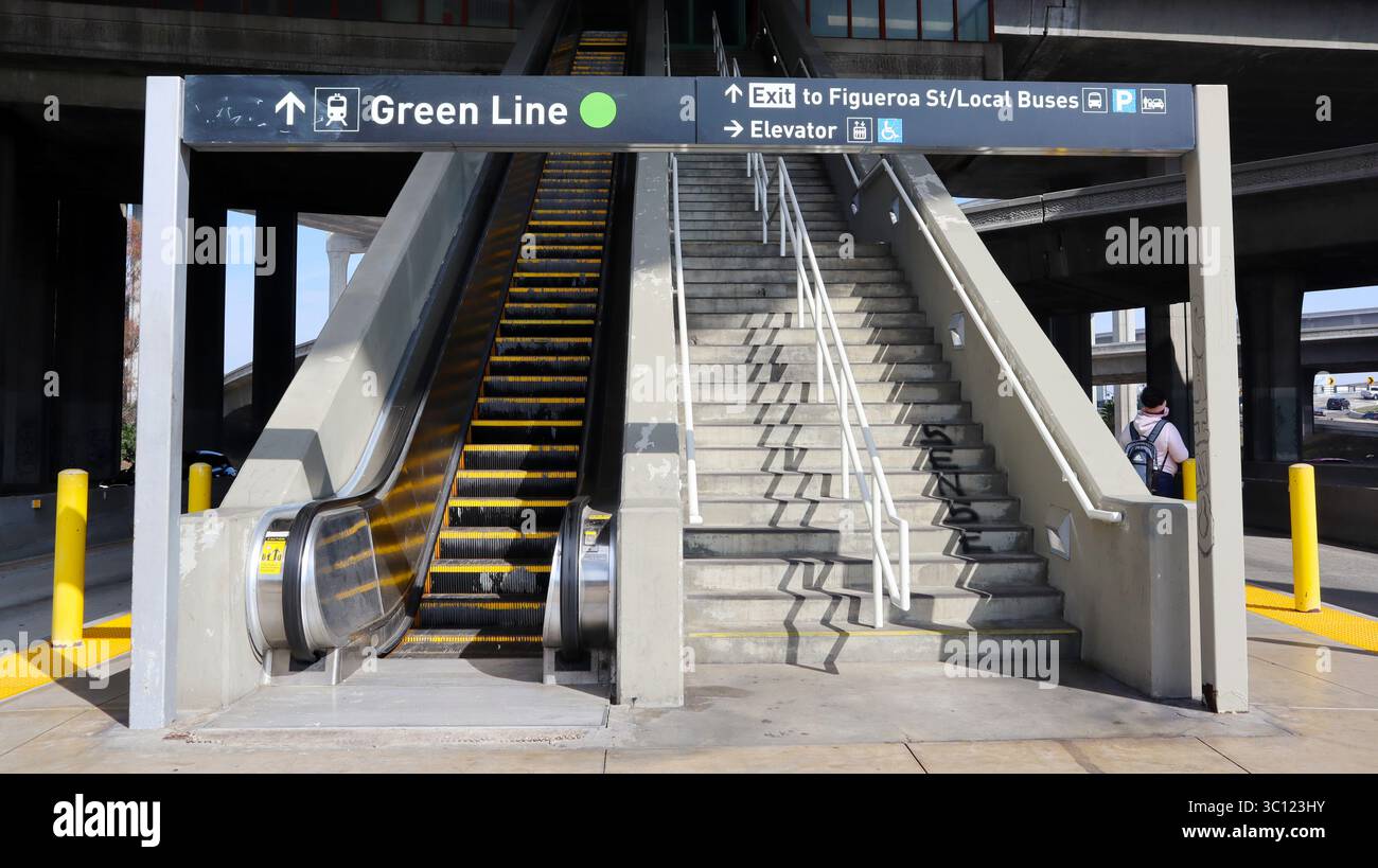 Los Angeles, California: Harbor Freeway Metro Station with Sign ...