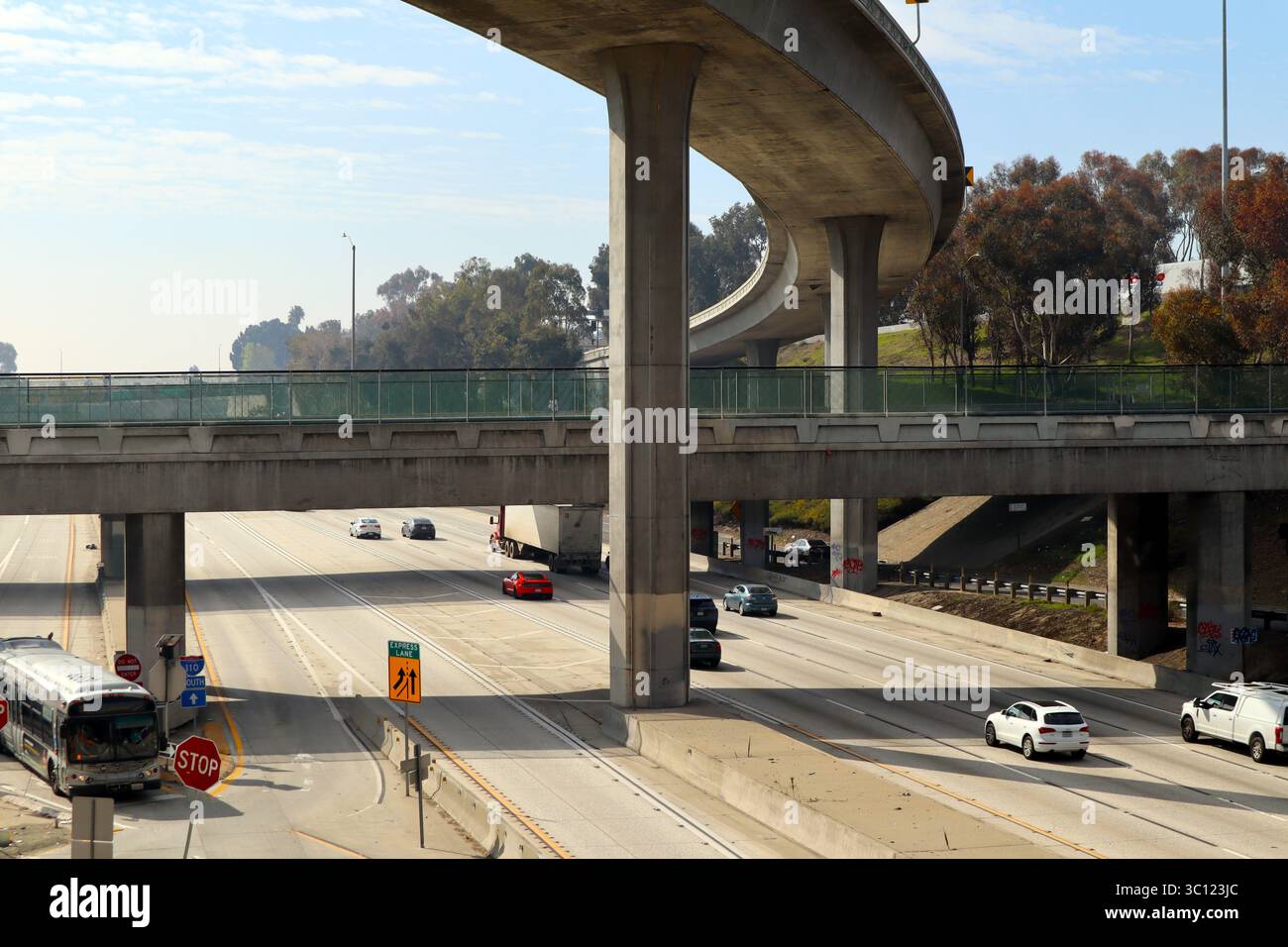 Los Angeles, California: detail view of Harbor Freeway Interstate I-110 ...