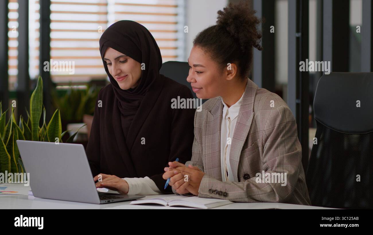 Multiracial teamwork happy women girls female coworkers office ...