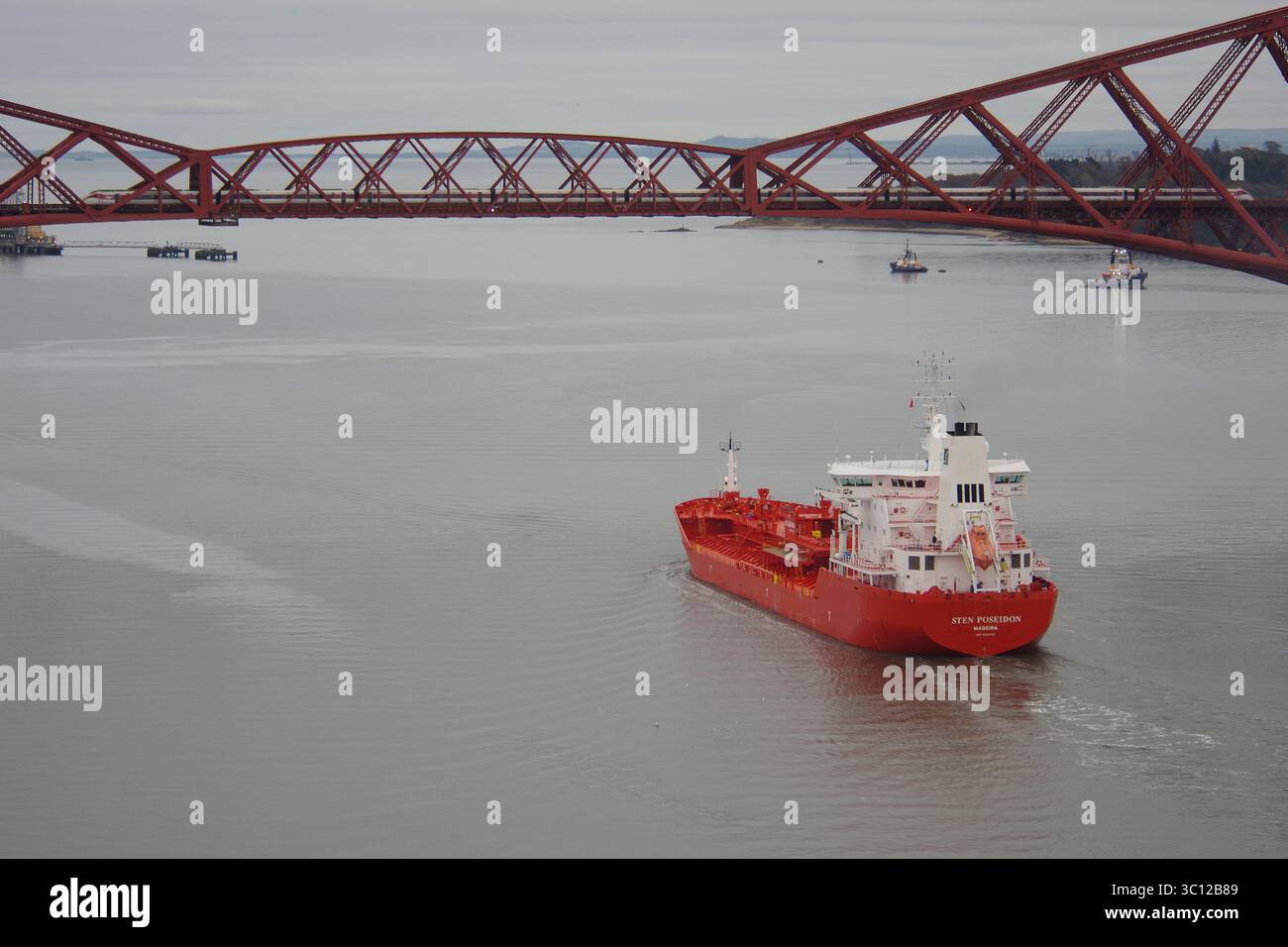 Sten Poseidon , an oil/chemical tanker, on its way down river under the ...
