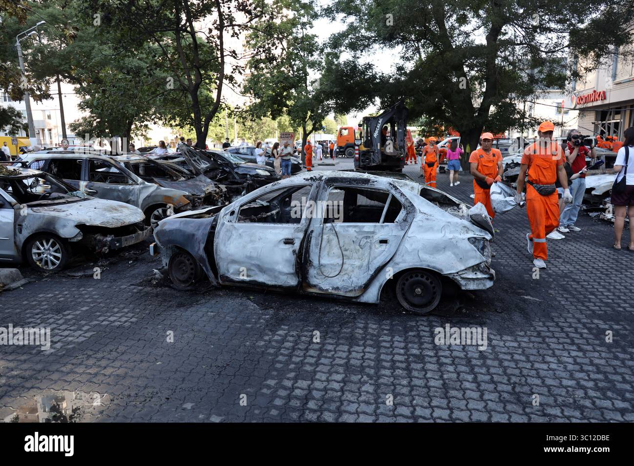Odessa, Ukraine. 22nd July, 2025. Municipal services clean up the ...