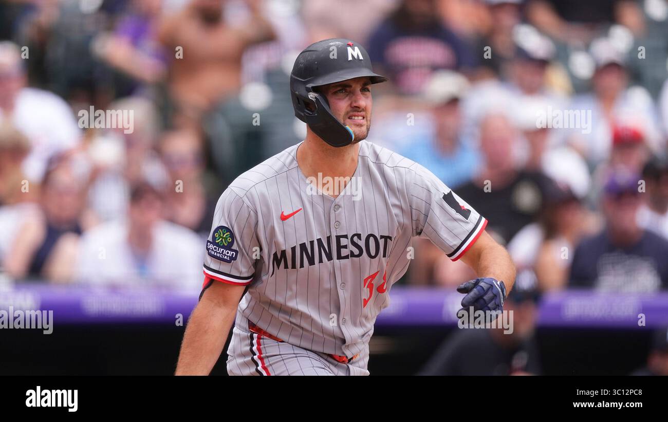 Minnesota Twins right fielder Matt Wallner (38) in the seventh inning ...