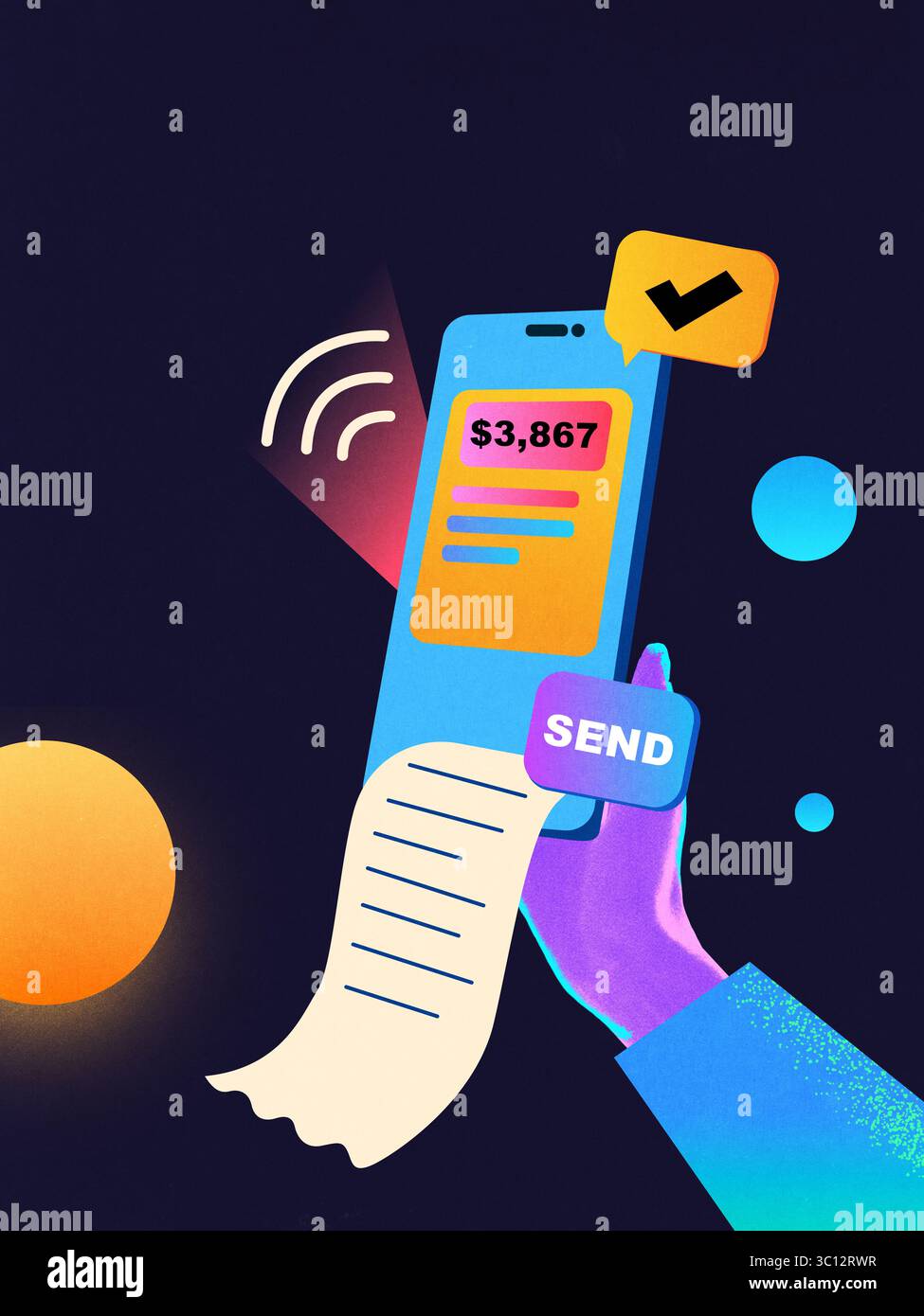 Collage of mobile screen showing transaction amount receipt and send ...