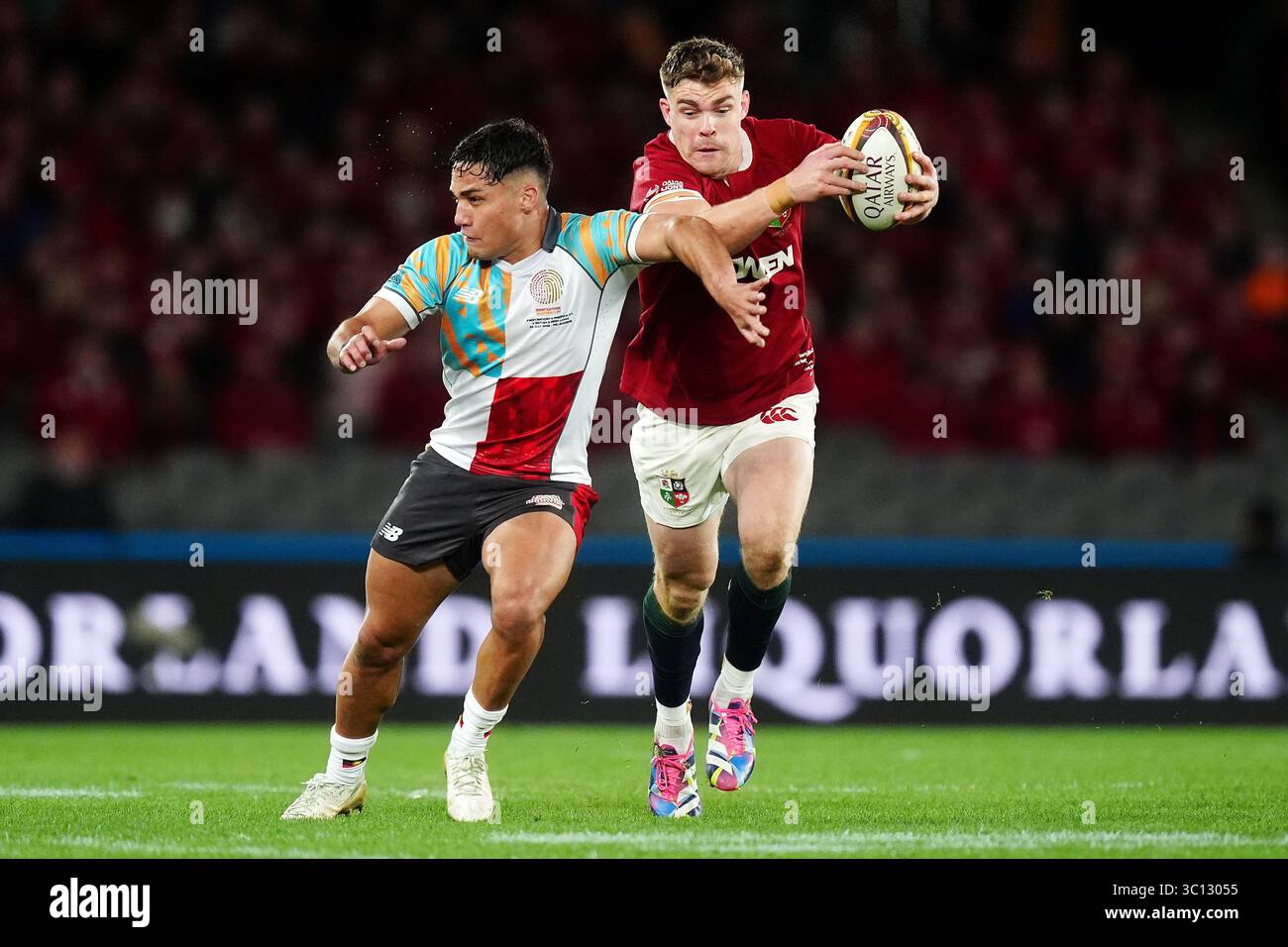 British and Irish Lions' Garry Ringrose (right) and First Nations and ...