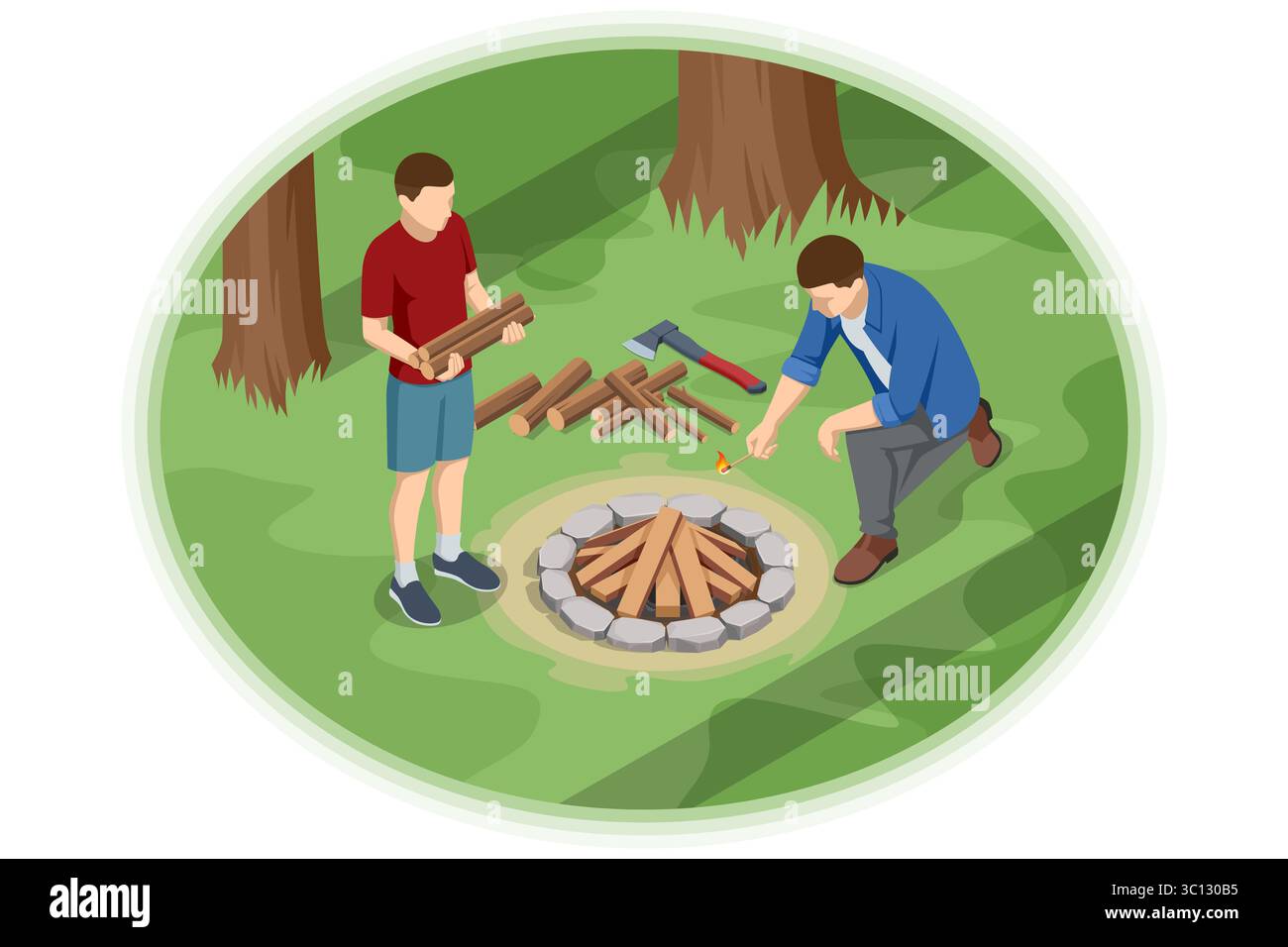 An Isometric illustration of two people collaborating to start a ...