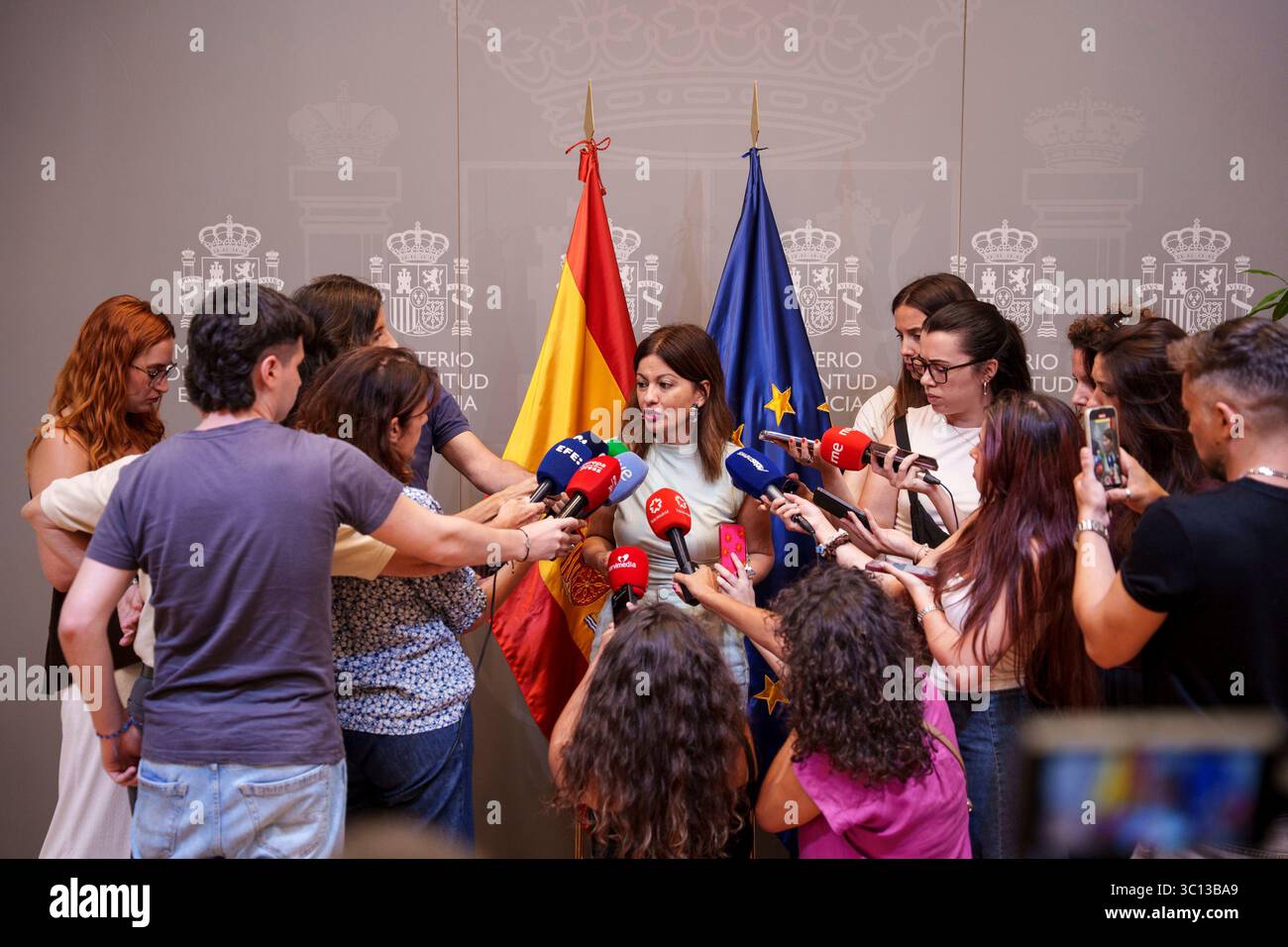 The Minister of Youth and Childhood, Sira Rego, attends to the media ...