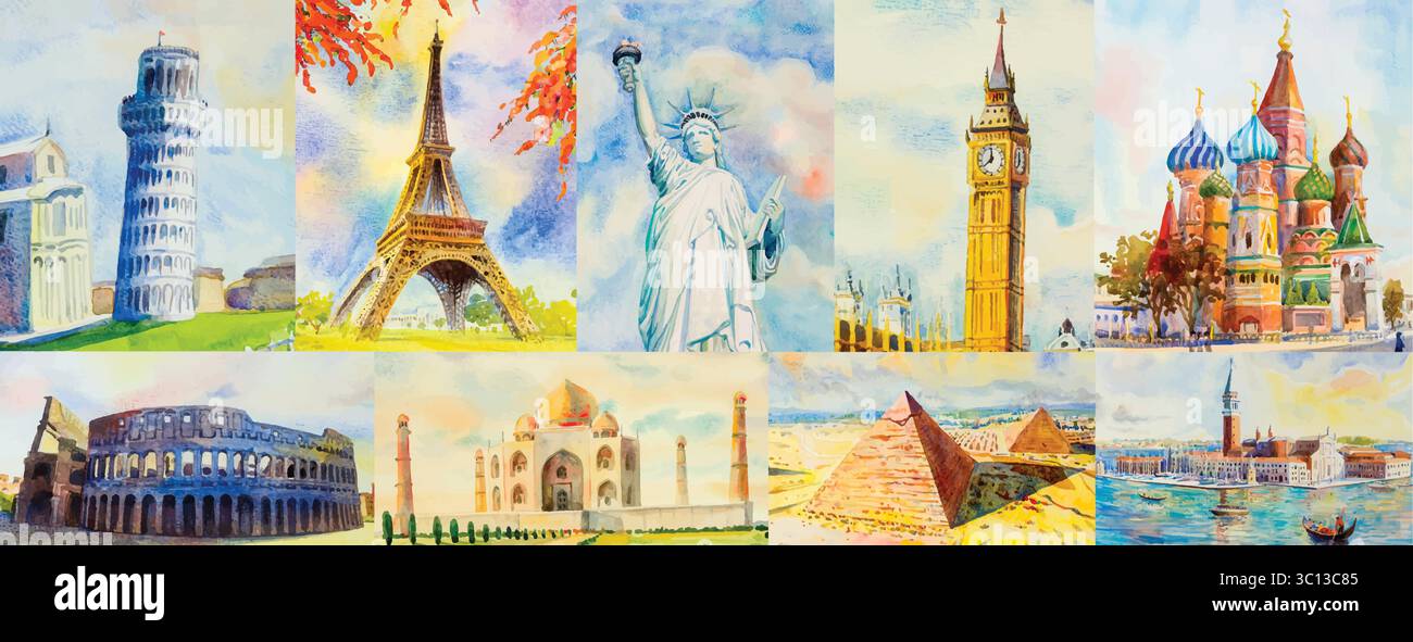 Travel around the world and sights. Famous landmarks of the world ...