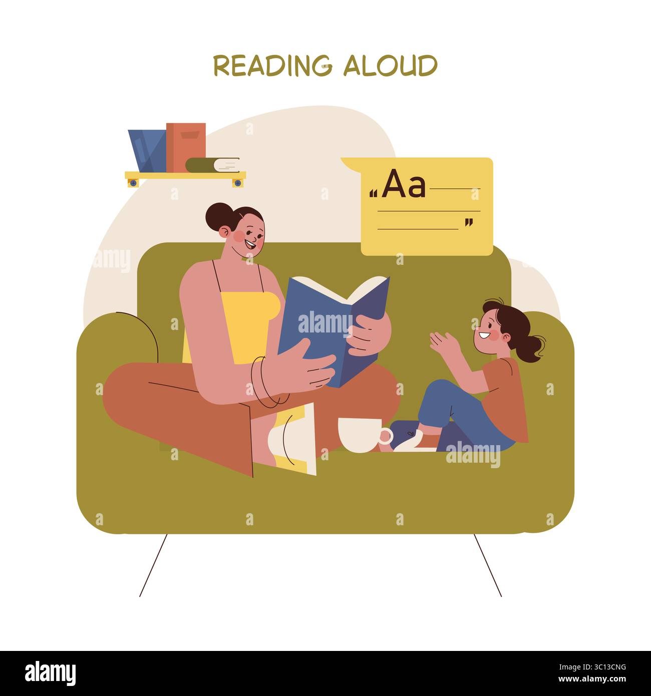 Reading aloud in home Stock Vector Images - Alamy